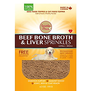 Sprinkles & Paws Beef Bone Broth and Liver Sprinkles | Dog Food Topper with Beef Liver for Dogs and Beef Bone Broth in Healthy Powder Form | Liver Powder for Dogs Helps with Eating and Appetite