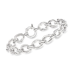 Ross-Simons Sterling Silver Double-Oval Link Bracelet. 8 inches