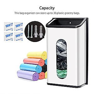Upgraded Wall Mount Grocery Plastic Bag Holder, Dispenser with Extra-Wide & Easy-Access Openings,Anti-Fingerprint and Rustproof Matte White Finish