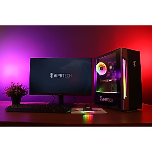 ViprTech Plus Gaming PC Desktop Computer - Intel Core i7 (8-Core), AMD Radeon R7 250 2GB, 8GB RAM, 500GB HDD, WiFi, RGB Lighting, 1 Year Warranty, USA Built