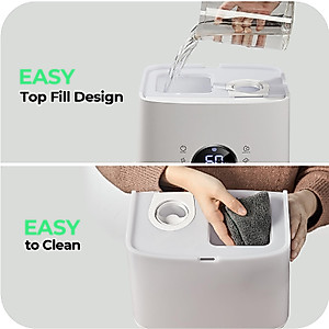 Homvana Humidifiers for Bedroom Large Room, 6.5L Top-Fill Warm & Cool 360° Rotatable Mist Ultrasonic Humidifier for Plants Baby Kids, Vaporizer (Distilled Sterilization) Essential Oil, Auto Sleep Mode