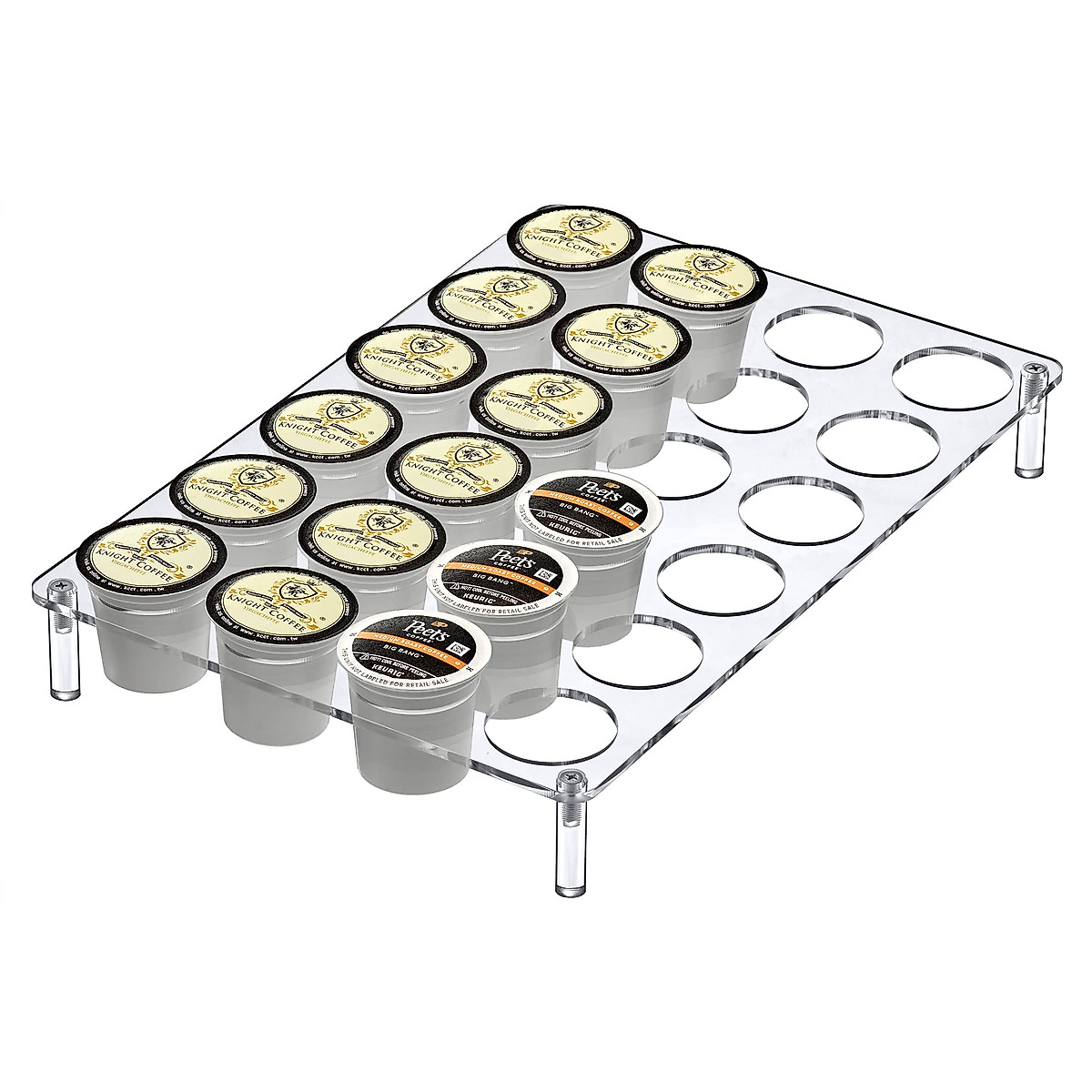 Amazing Abby 24-Slot Flat Acrylic Coffee Pod Holder, Large-Capacity Plastic Coffee Capsule Storage, BPA-Free and Shatter-Proof, Great for Use on Countertop or in Drawer, Up to 24 Keurig K-Cups