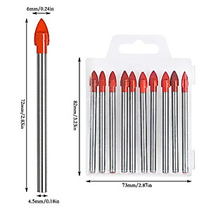 QLOUNI 10Pcs Multi-Material Drill Bits Set, Cemented Carbide Masonry Drill Bits for Glass, Plastic, Tile, Concrete, Brick, Wall, Wood and Brick Wall (6mm)