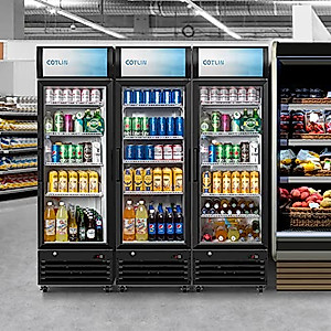 COTLIN Commercial Merchandiser Refrigerator with LED Lighting Single Glass Door, 9.0 Cu Ft Upright Display Beverage Cooler with Extra Shelves Drink Holders, ETL NSF Approved
