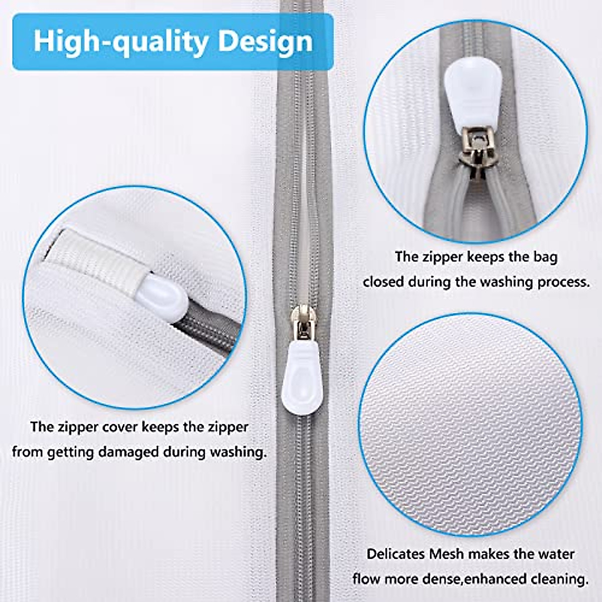 6Pcs Durable Mesh Laundry Bags for Delicates,Honeycomb Travel Laundry Bag with Zipper,Reusable Travel Storage Bags for Coats,Clothing Washing Bags for Jeans,Hosiery,Bras,Socks