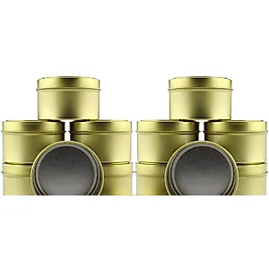 Cornucopia Brands 6oz Round Gold Tins/Candle Tins (12-Pack), Metal Tins for Candles, DIY, Party Favors & More, Slip-On Lids Included