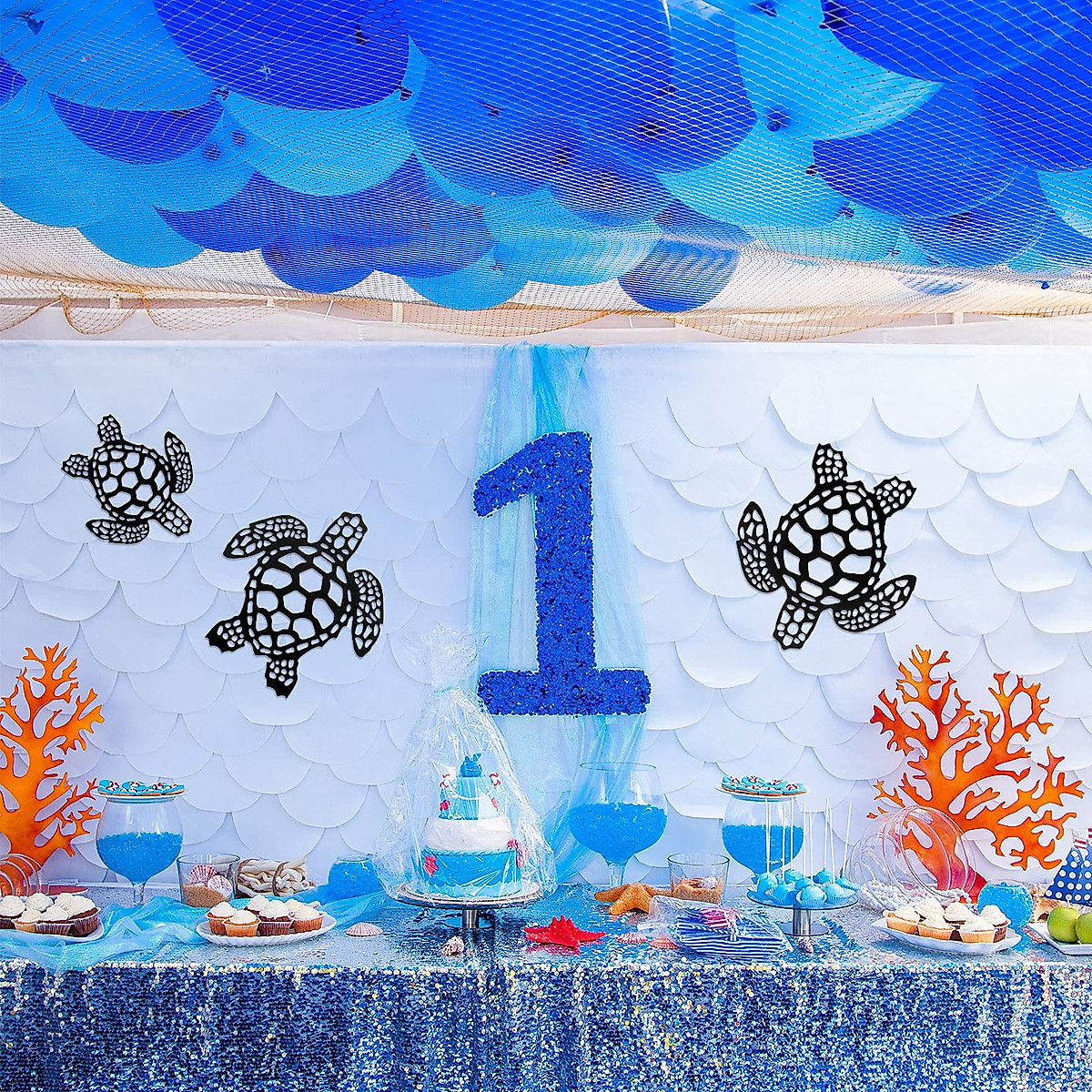 3 Pieces Sea Turtle Beach Theme Decor Metal Coastal Turtle Decor Wall Hanging Beach Sculpture Metal Farmhouse Turtle Wall Art Hawaiian Style Room Ornament for Home Indoor Outdoor Bathroom Garden