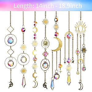 Sun Catchers Hanging Crystals 7 Pieces Suncatcher with Chain Pendant Ornament Crystal Balls for Window Home Garden Decor