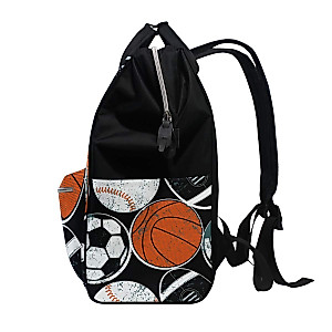 Sports Balls Soccer Baseball Basketball Diaper Bag Mummy Dad Tote Backpack Travel School Boy Girl Large