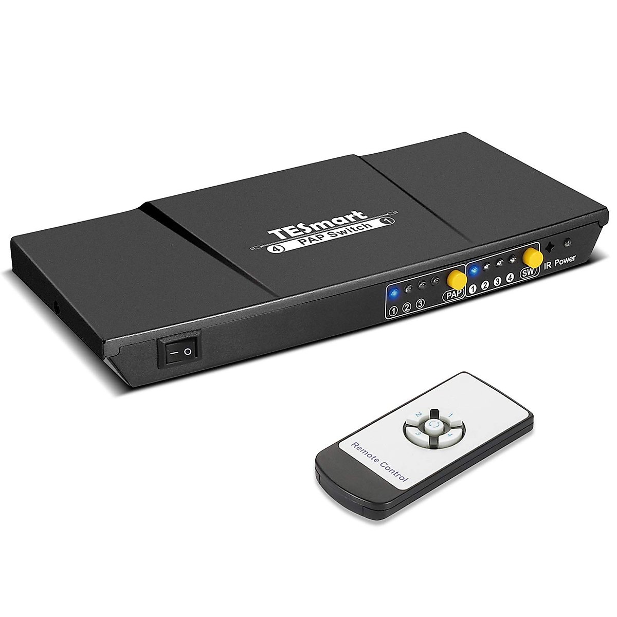 TESmart HDMI Switch 4X1 Quad Screen Multi-Viewer Splitter Seamless Switcher with 5 Display Modes IR Remote, Support 1080P@60Hz 4 in 1 Out(Black)