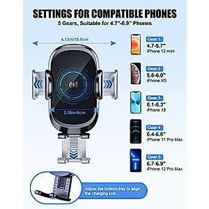 OBRFFE Wireless Car Charger Mount, [Upgraded Rotatable Suction Cup] 15W Fast Charging Car Phone Holder Wireless Charger Compatible with iPhone 14 13 Pro Max/12 Mini/11/X/XS, Samsung S23/22 and More