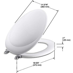 KOHLER K-4615-CP-0 Revival Elongated Toilet Seat with Polished Chrome Hinges, White