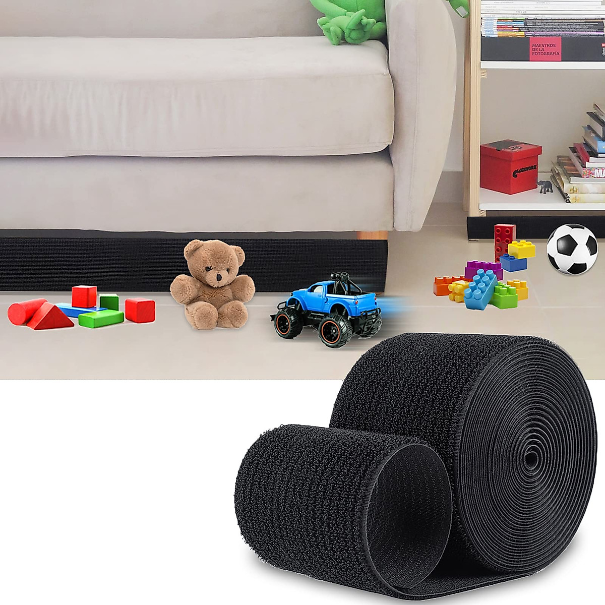 TEUVO Toy Blocker for Under Couch and Under Bed, 5cm Under Couch Blocker for Babies Toys and Pets Toys from Going Sliding Adjustable Gap Bumper Under Sofa & Under Furniture 3m Long