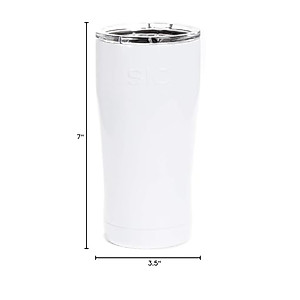 Seriously Ice Cold SIC 20 Oz. Double Wall Vacuum Insulated 18/8 Stainless Steel Travel Tumbler Mug | Powder Coated with Splash Proof BPA Free Lid | Coffee, Tea, Wine, and Cocktails (Ice White)