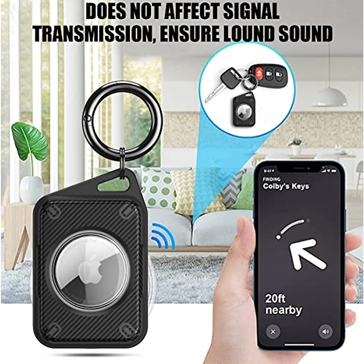 Olytop Waterproof AirTag Holder for Apple Airtag Keychain Case,Water Resistance Shockproof Anti-Scratch TPU & Clear PC Double ProtectionS Case for Apple Air Tag Tracker Key Ring, Black+Green