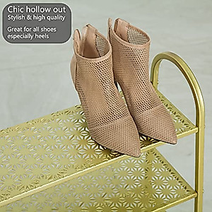 Urban Iron Metal Gold Shoe Rack,Premium Large 3 Tier Shoe Stand,Sturdy Free Standing Shoe Organizer for Bedroom,Closet, Entryway,Apartment.