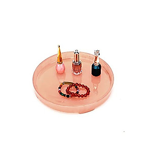MEGREZ Vanity Tray, Bathroom Storage Tray for Bathtub Accessories, Resin Toilet Tank Tray Bedroom for Tissues, Towel, Shampoo, Cosmetic Dresser Jewelry Tray, Kitchen Counter Tray, Pink