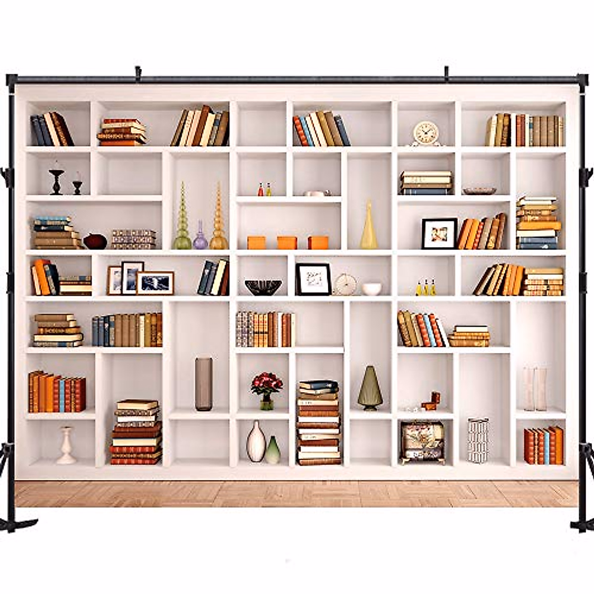 Maijoeyy 7x5ft White Bookshelf Backdrop Bookcase Backdrops Office Backdrop Video Conference Zoom Backdrop Home Office Decoration Zoom Backdrops for Photography