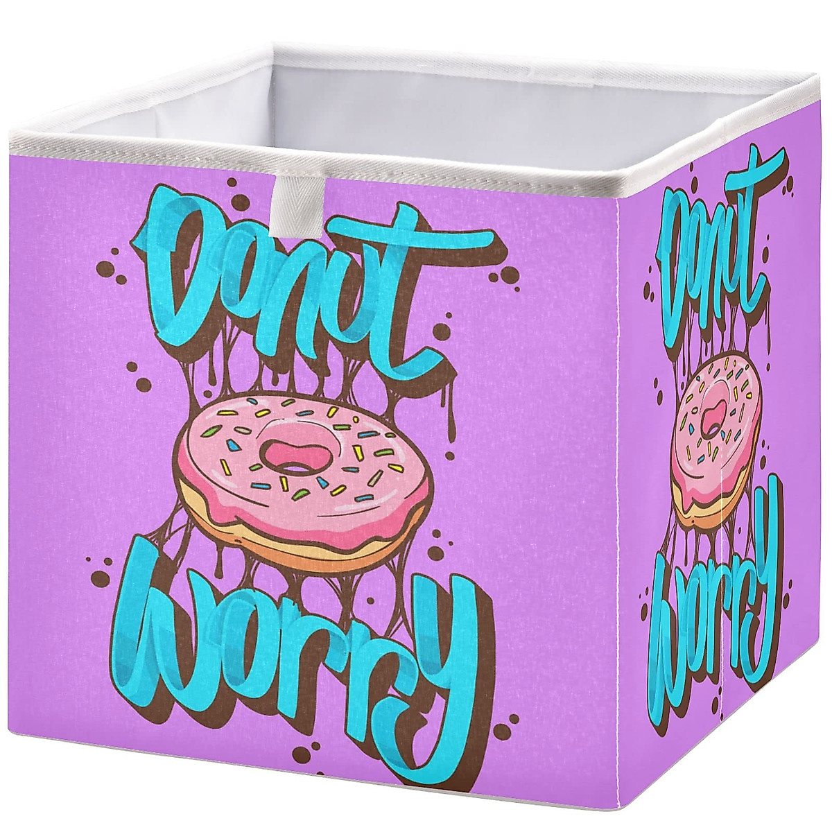 visesunny Closet Baskets Donut Worry Storage Bins Fabric Baskets for Organizing Shelves Foldable Storage Cube Bins for Clothes, Toys, Baby Toiletry, Office Supply