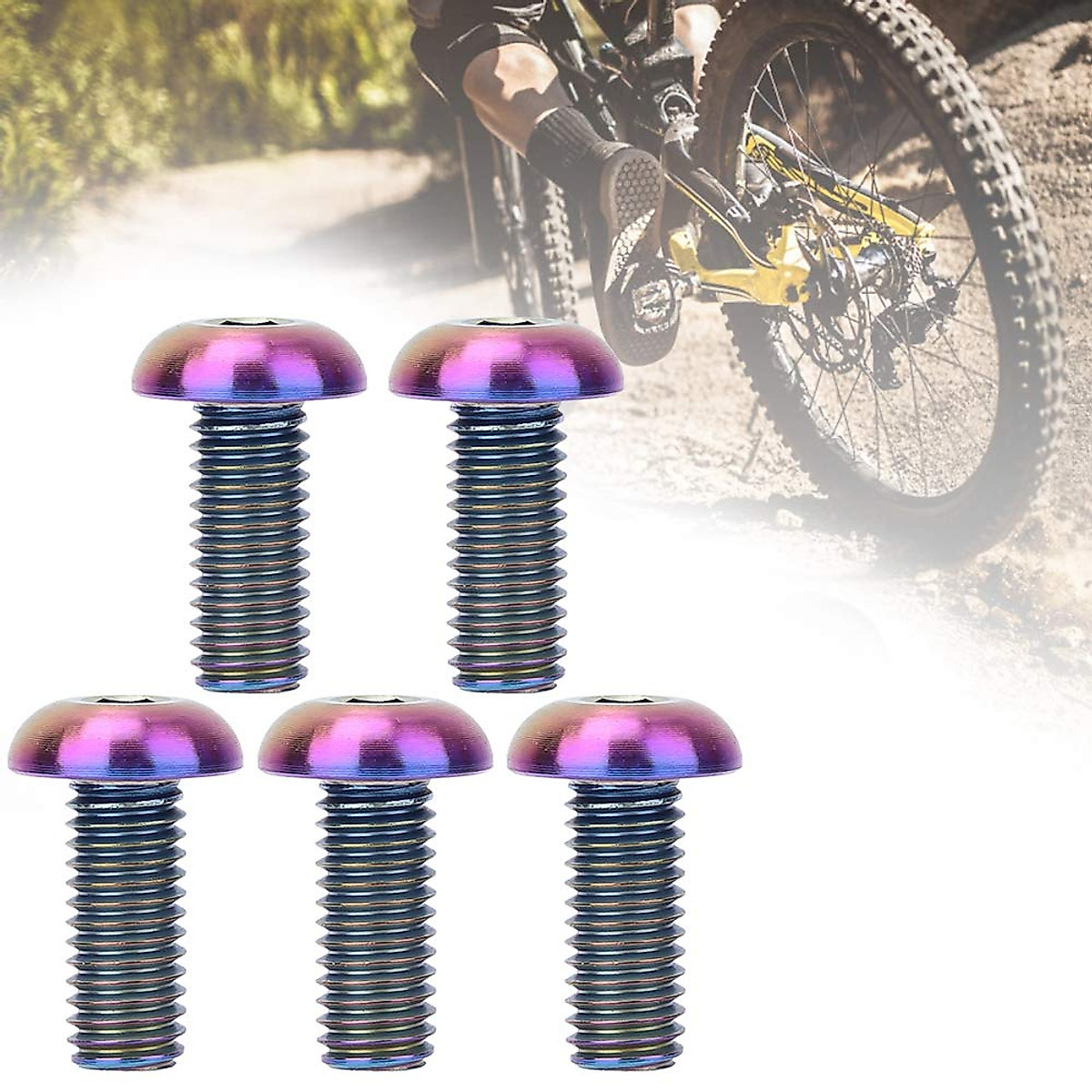 ZPSHYD Bicycle Stem Screw, 5pcs Titanium Alloy Screw Bicycle Water Bottle Cage Bolt Bike Bracket Screw Bicycle Accessory (M5*12 Colorful)