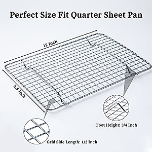 Cooling Rack For Baking, Aisoso Rack with 18/8 Stainless Steel Bold Grid Wire, Multi Use Oven Rack Fit Quarter Sheet Pan, Oven and Dishwasher Safe, 8.5 x 12 Inches