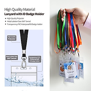 ID Badge Holder with Lanyard,20 Sets Clear Waterproof Id Card Holder with Colorful Cruise Lanyards for Id Badges Cards