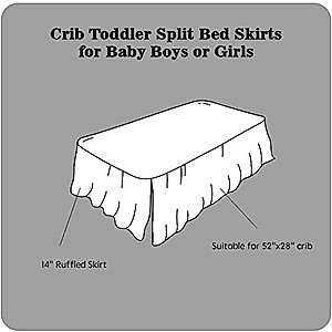 Crib Bed Skirt Dust Ruffle BedSkirt Split Corner 100% Cotton Nursery Crib Toddler Bedding Skirt for Baby Boys or Girls, 14" Drop Navy Blue