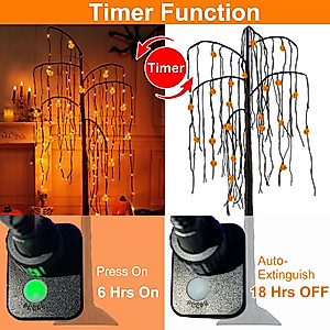TURNMEON 5 Feet Lighted Halloween Tree Decor with Timer,108 LED Black Scary Willow Tree Purple Lighted 24 Spiders Ornaments Halloween Decorations Outdoor Indoor Holiday Home Yard Garden(Adapter/Timer)