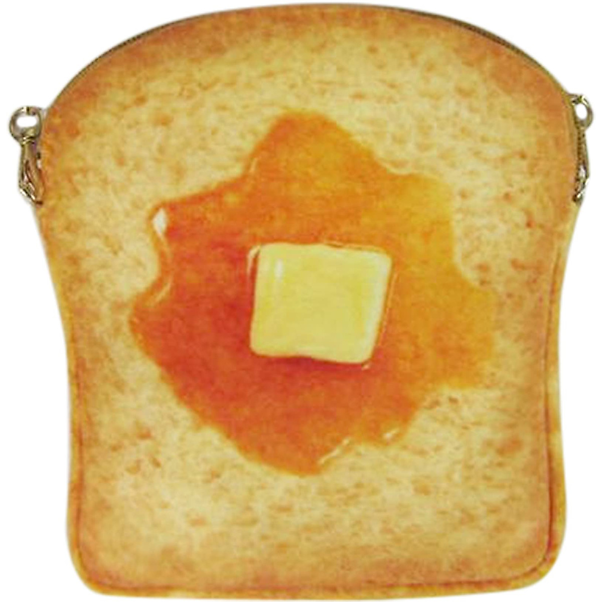 QZUnique Women's Cute Toast Shaped Purse Metal Chain Handbag Wallet Crossbody Satch Bag