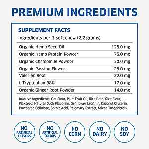 Hemp Calming Chews for Dogs - Dog Calming Chews - Natural Dog Anxiety Relief Treats - Separation, Stress, Barking, Thunderstorms, Lightning - Dog Anxiety Chews - 120 Calming Dog Treats