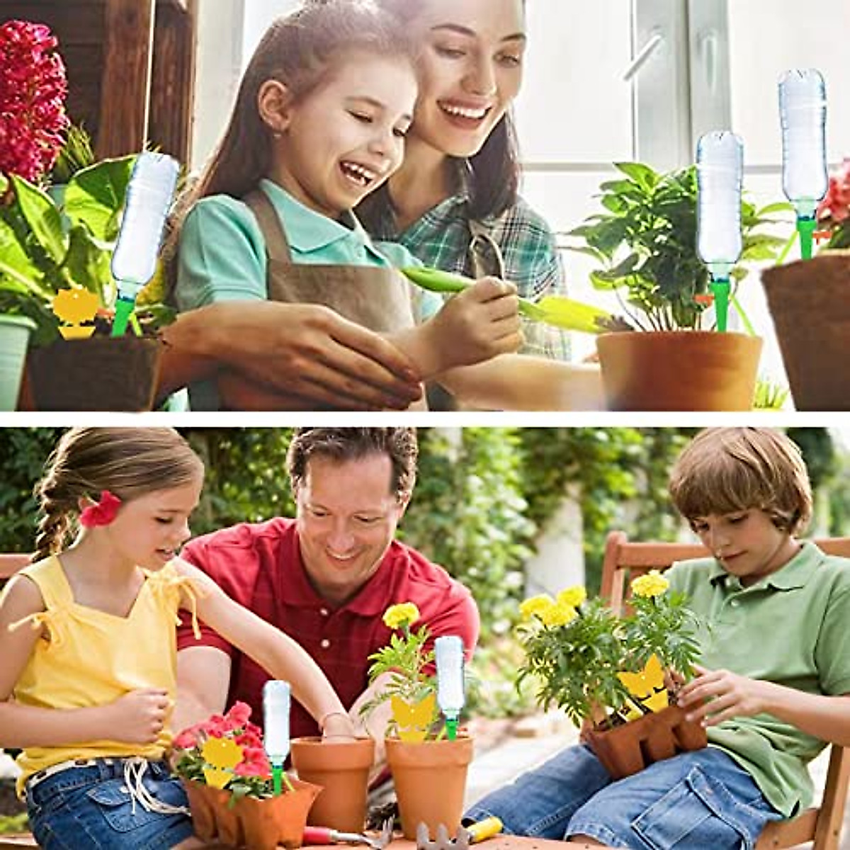 【Upgrade】 Self Watering Spikes, 12Pack Plant Water Stakes + 12Pack Flower Papers Automatic Drip Irrigation System Adjustable Valve Switch Device Garden Plants Indoor Outdoor Home Vacation Use NSWXZDS