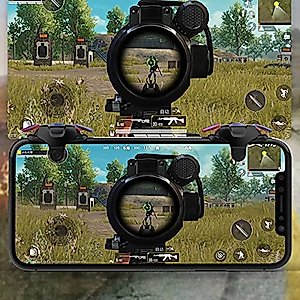 TEESSO Mobile Trigger, Game Controller for iPhone Android, PUBG Cellphone Gaming Joystick 4 Fingers Operation, with Sensitive Shoot Aim Keys for Fornite/Knives Out/Rules of Survival (blue)
