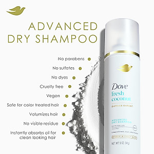 Dove Advanced Dry Shampoo Fresh Coconut Refresh Without Water Dry Shampoo Spray Absorbs Excess Oil Without Visible Residue 5 oz