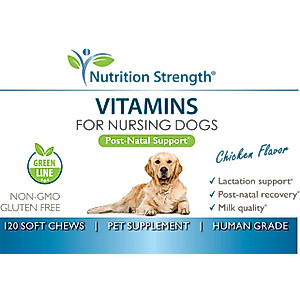 Nutrition Strength Vitamins for Nursing Dogs to Support Lactation and Post-Natal Recovery, Promote Milk Quality and Healthy Puppies with Calcium, Phosphorus, Magnesium and Zinc, 120 Soft Chews