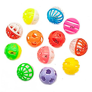 Fashion's Talk 12PCS Value Pack Plastic Ball Cat Toys Lattice Balls with Bell Jingle Kitten Toy,Gift Box 1.5" 6 Styles
