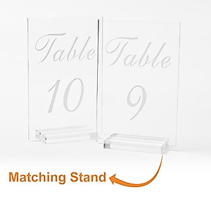 FVIEXE 20PCS Acrylic Wedding Table Numbers 1-20 with Stands, 4x6 inches Clear Table Numbers for Wedding Party Reception Sign Place Number Cards Printed Calligraphy Font for Event Banquet Anniversary