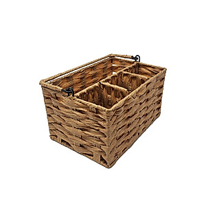 KOVOT Poly-Wicker Woven Cutlery Storage Organizer Caddy Tote Bin Basket for Kitchen Table, Cabinet, Pantry, Indoor & Outdoor - Woven Polypropylene | Measures 9.5" x 6.5" x 5"
