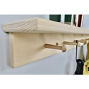 60" Unfinished Shaker Peg Rack With Shelf