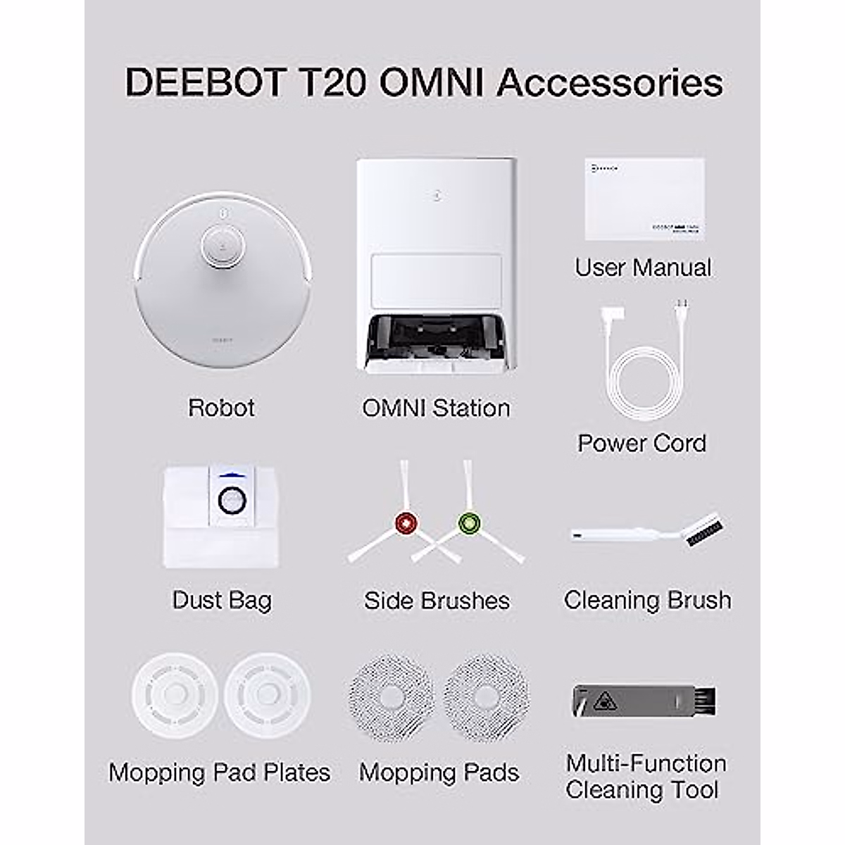 ECOVACS DEEBOT T20 Omni Robot Vacuum and Mop, Hot Water Mop Washing, Self-Emptying, Hot Air Drying, 6000Pa Suction, OZMO Turbo Spinning Mop with Auto Mop Lift, Obstacle Avoidance, YIKO Voice Assistant