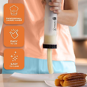 KneadEat Churro Maker Professional Churrera - Churros Gun Kit Set. Includes a Piping Bag with a Large Needle. QR e-recipe included (Gun 1lb)