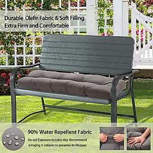 FUNHOME Outdoor Bench Cushion 42 x18 inch with Non-Slip Grips,Waterproof Porch Swing Cushion,Bench Pillow Pads,Tufted Cushions for Patio Garden Furniture,42" Seat Cushions Indoor(Granny Gray)