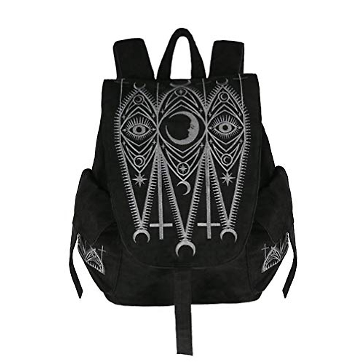 Restyle Cathedral Gothic Occult Crescent Moon Vegan Suede School Uni Backpack