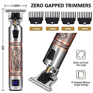 2BK LCD Display Hair Clippers for Men Professional Men Hair Trimmers, Zero Gapped Cordless Hair Trimmer, Rechargeable T-Blade Haircut & Grooming Kit Line Up Edgers Clippers for Men Home Use