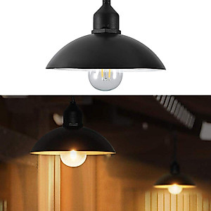 Solar Powered Pendant Light, Metal Shade Solar Powered Pendant Light Bulb Outdoor Hanging Shed Lamp for Home Garden Yard Patio Balcony Landscape Home