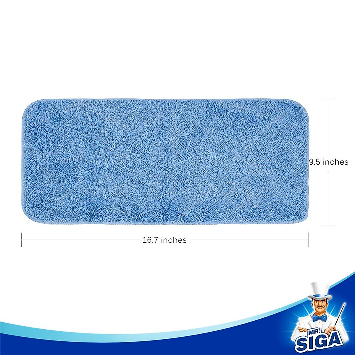 MR.SIGA Professional Microfiber Mop Refills, Pack of 3, Size: 42cm X 23cm