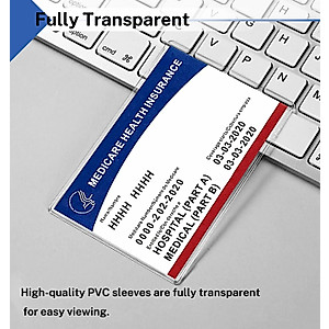 Neando Medicare Card Holder Protector Sleeves, Social Security Card Protector, 12 Mil Clear PVC Water Resistant Plastic Sleeves for New Medicare Cards, Business Cards, ID Cards, Credit Cards, 6 Pack