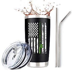 JENVIO Fishing for Men | Stainless Steel Travel Tumbler/Mug with 2 Lids and 2 Straws for Coffee or Cold Drinks | Funny Fly Fisherman Decor Themed Stuff Valentine's Day Gift (20 Ounce)