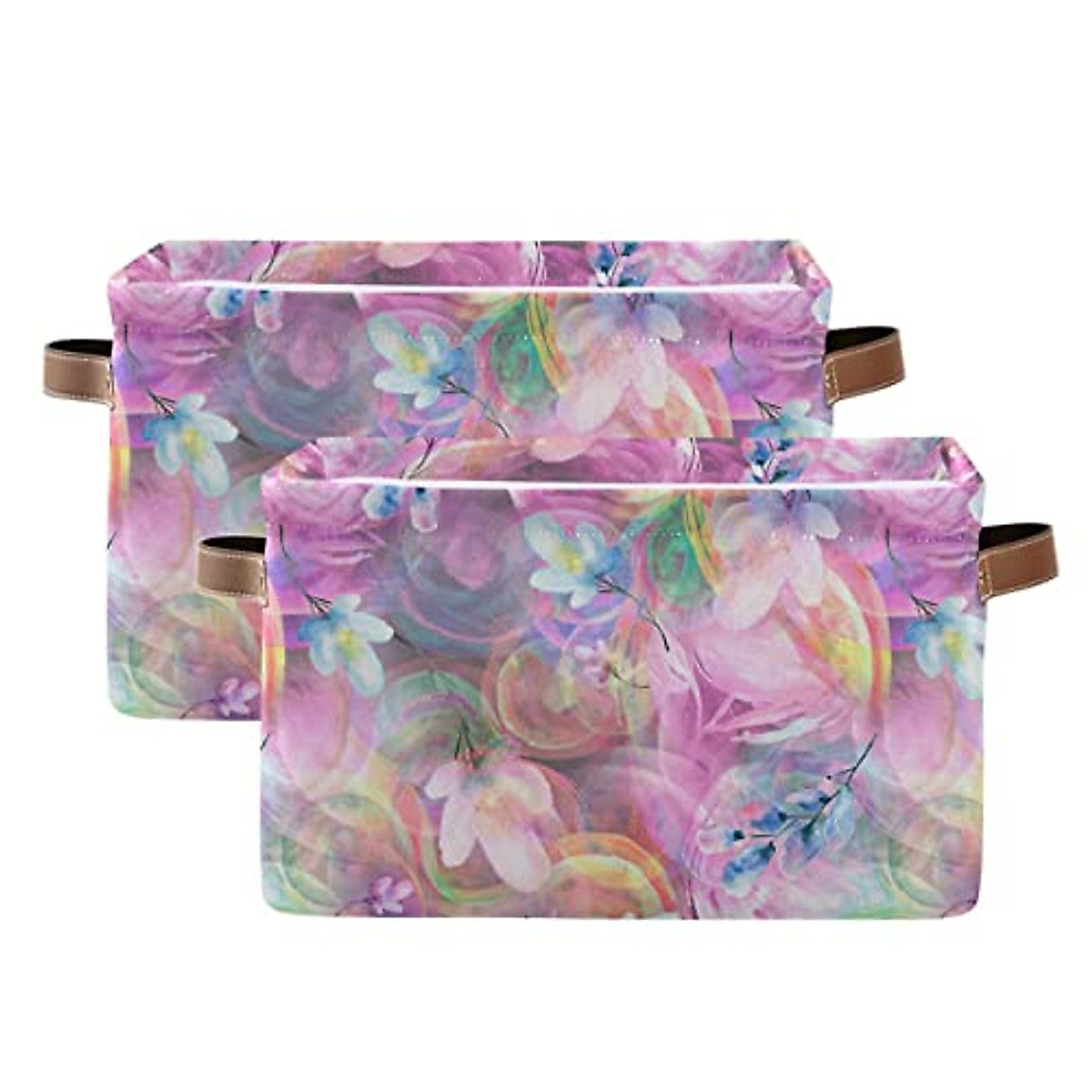 ALAZA Vintage Plants Flowers Willow Berry Florals Storage Basket for Shelves for Organizing Closet Shelf Nursery Toy, Fabric Collapsible Storage Organizer Bins Decorative Baskets with Handles Cubes