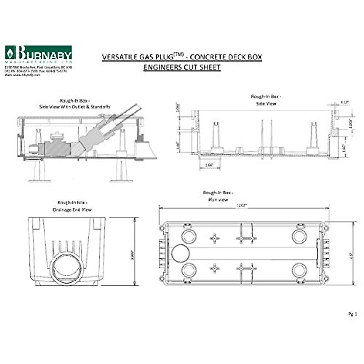 Burnaby Manufacturing Ltd Concrete Deck Versatile Gas Plug™, 2 PSI, 3/4" NPT Inlet, 1/2" Quick Disconnect Outlet
