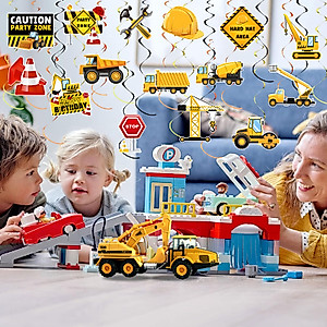 36Pcs Construction Hanging Swirl Party Decor,15 Set Construction Birthday Party Swirls Foil Wall Ceiling Streamers Decor for Kids Boys Baby Shower Construction Zone Car Truck Theme Party Supplies